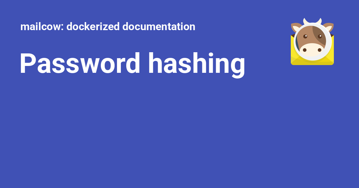 Password hashing - mailcow: dockerized documentation